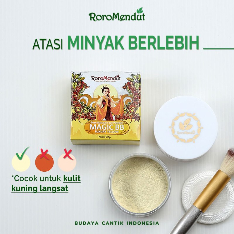 แป้งปัดฝุ่น Roro Mendut Magic BB Pure Natural Face Powder 20gr ...