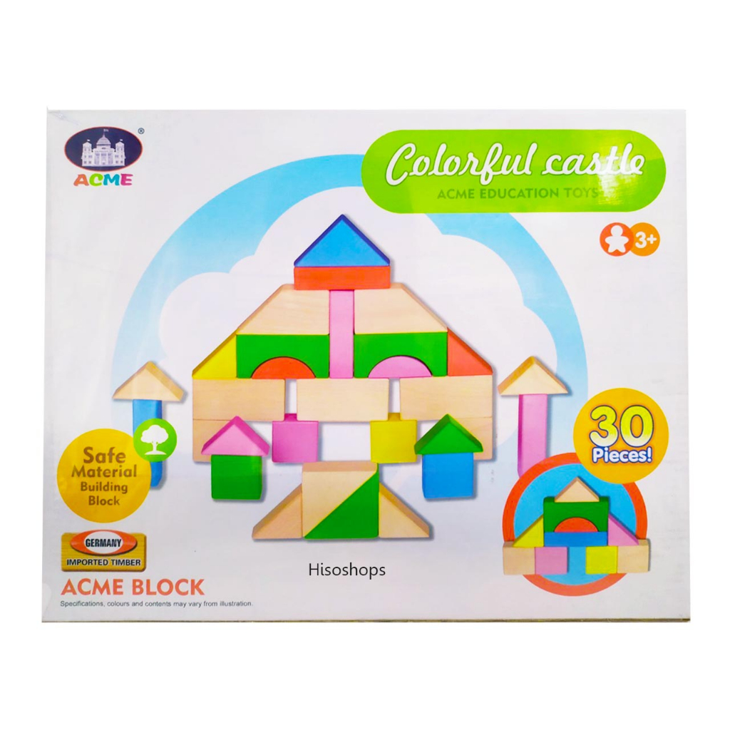 Colorful castle ACME EDUCATION TOYS 30 pcs บล็อกตัวต่อไม้ ของเล่นเสริม ...