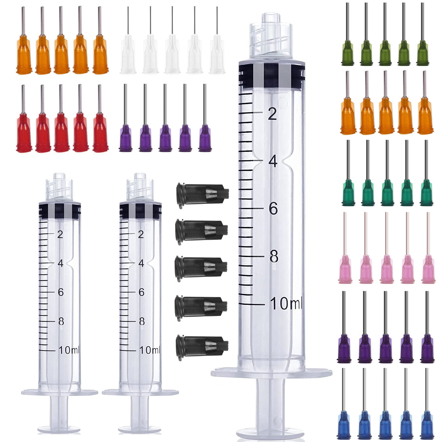 12pcs/set 1/3/5/10ml Syringes Set 14/18/20/25GA Blunt Tip Needle with ...