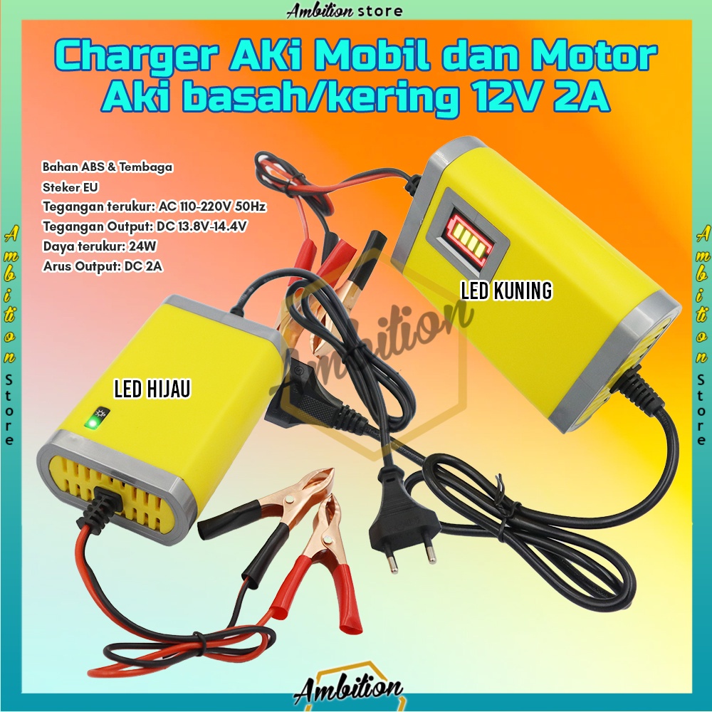 Alat Cas Aki /Car Truck Motorcycle Battery Charger 12V 2A [BISA COD ...