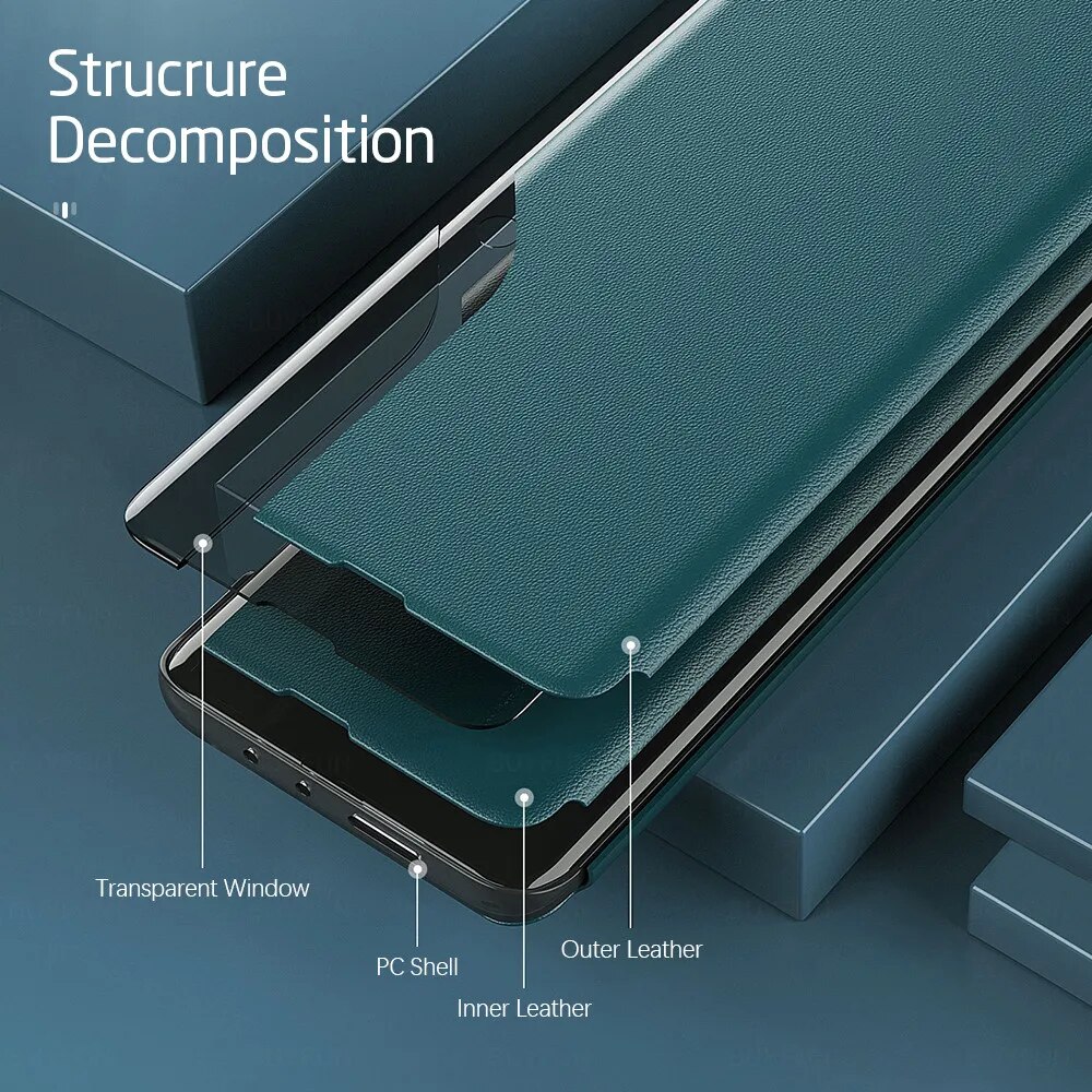 Smart Side View Leather Flip Phone Cover For Samsung Galaxy A14 A34 A54 ...