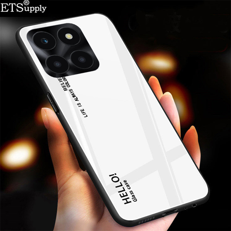 Phone case For Honor X6B 4G Gradient Mirror Tempered Glass Protector ...