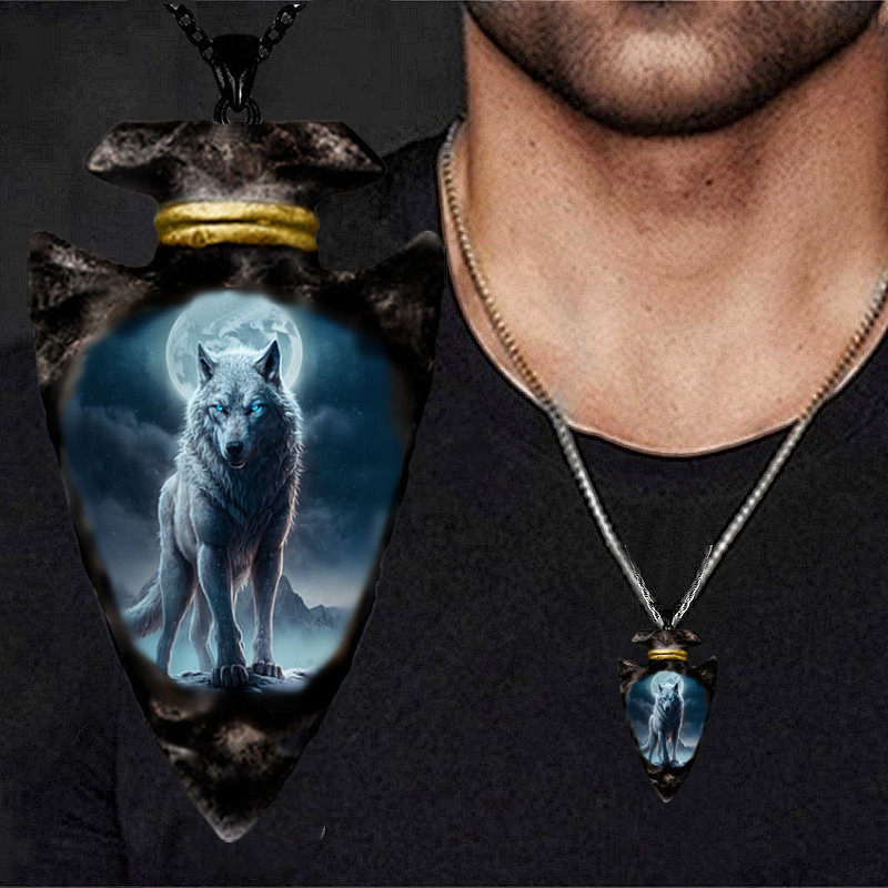 Animal Jewelry Punk Wolf Head Coyote King Triangle Arrow Pendant Trendy ...