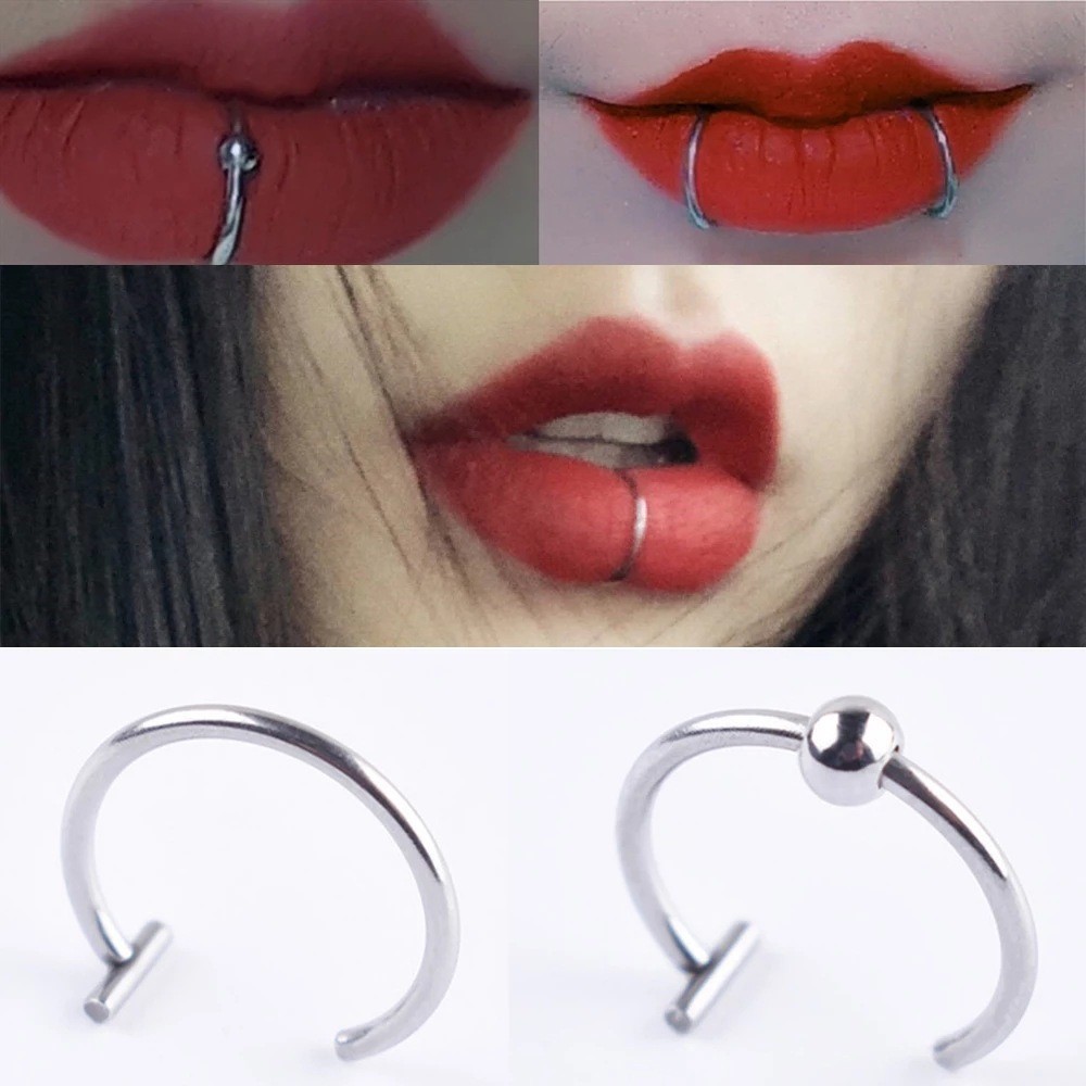 1 Pair Stainless Steel Lip Stud Rivet Lip Ring Piercing Jewelry temu ...