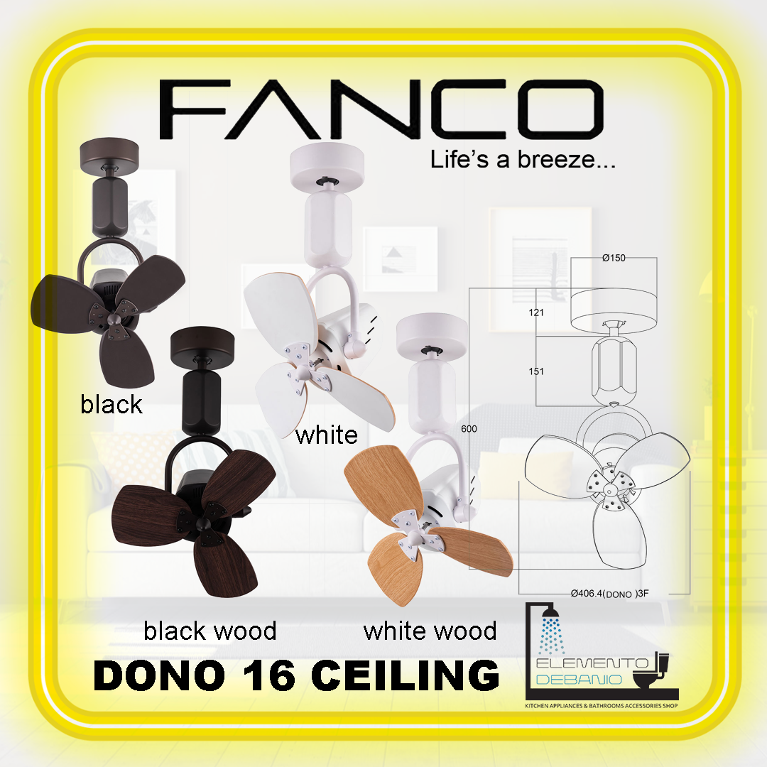 Fanco DC Corner Fan Dono Nano Vino 16 inch / 18 inch Black White Wood ...