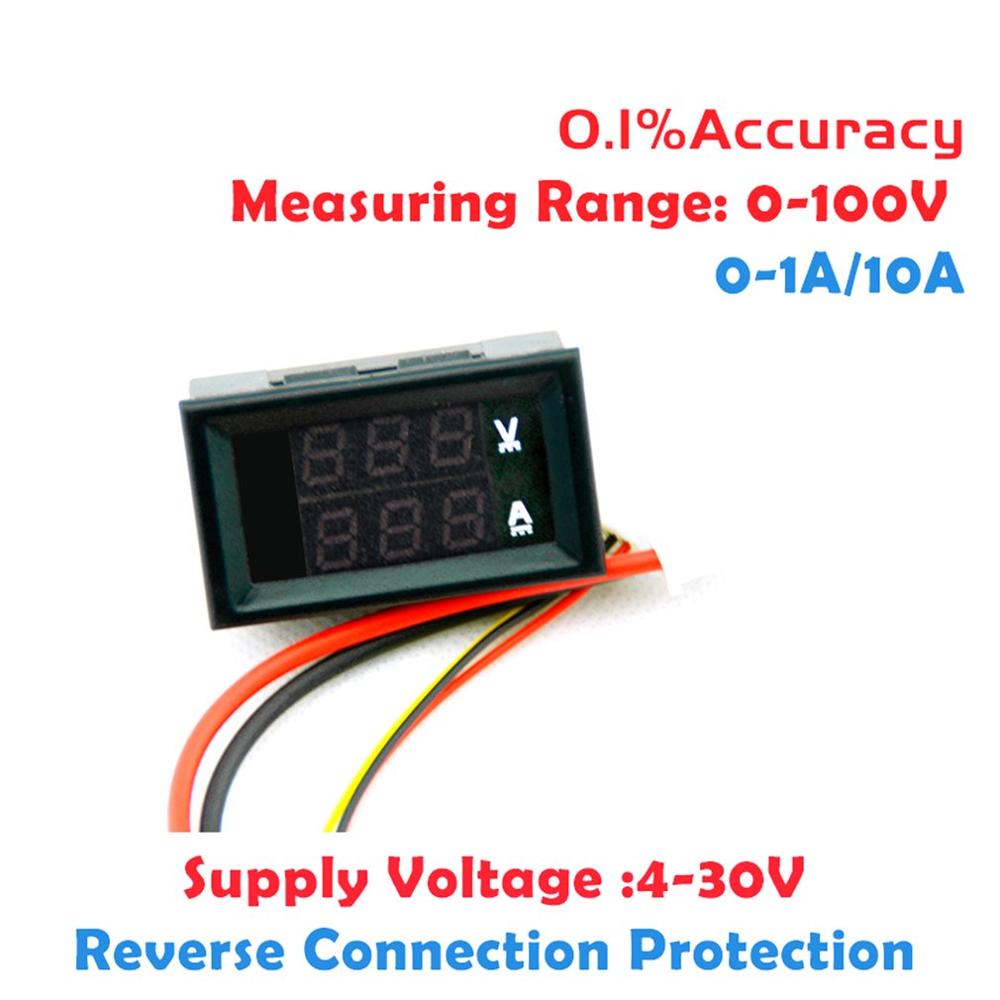 【Discount offer】2 in1 100V 10A DC Digital Voltmeter Ammeter Blue + Red ...