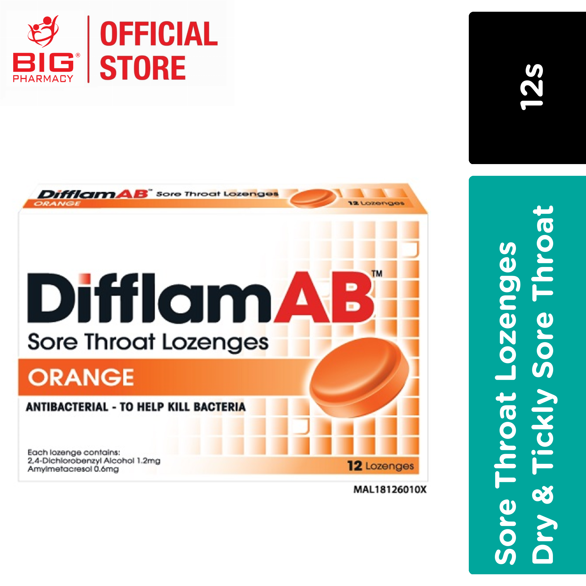 Difflam AB sore Throat Lozenges Orange 12s | Lazada