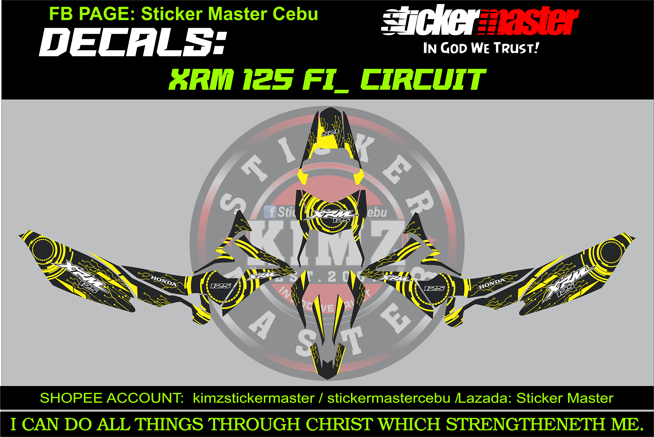 XRM 125 FI FULL DECALS CIRCUIT CONCEPT YELLOW | Lazada PH