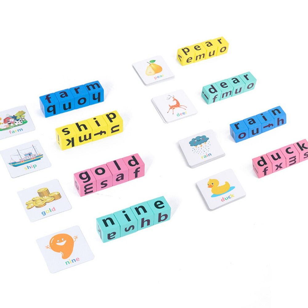 Building Blocks Cognition Games Literacy Flashcards Wooden Matching ...