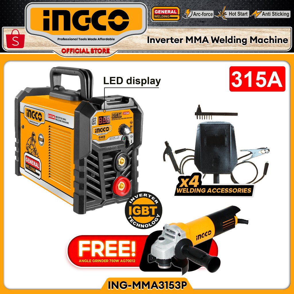 Ingco Portable IGBT Inverter MMA ARC Welding Machine MMA3152P 315A ...