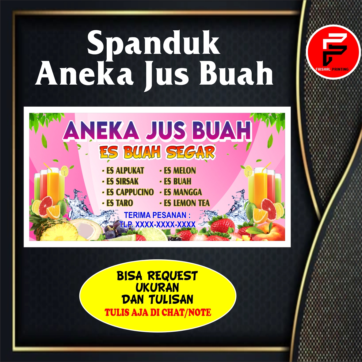 Spanduk Jus Buah segar / Banner Jus Buah / Spanduk kustom ukuran 2 x 1 ...
