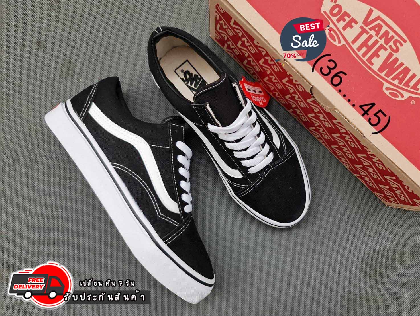 [สวยแท้100% ]????????รองเท้าผ้าใบVans Old Skool Size 36-45 รองเท้าผ้าใบสีดำ รองเท้ากีฬา รองเท้า ...