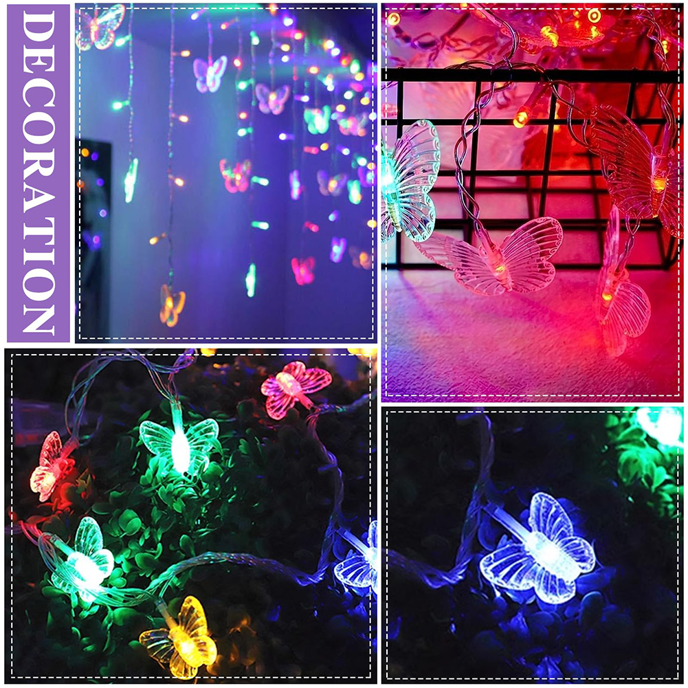 Butterfly Curtain Fairy Lights USB Plug in Window String Lights 8 Modes ...