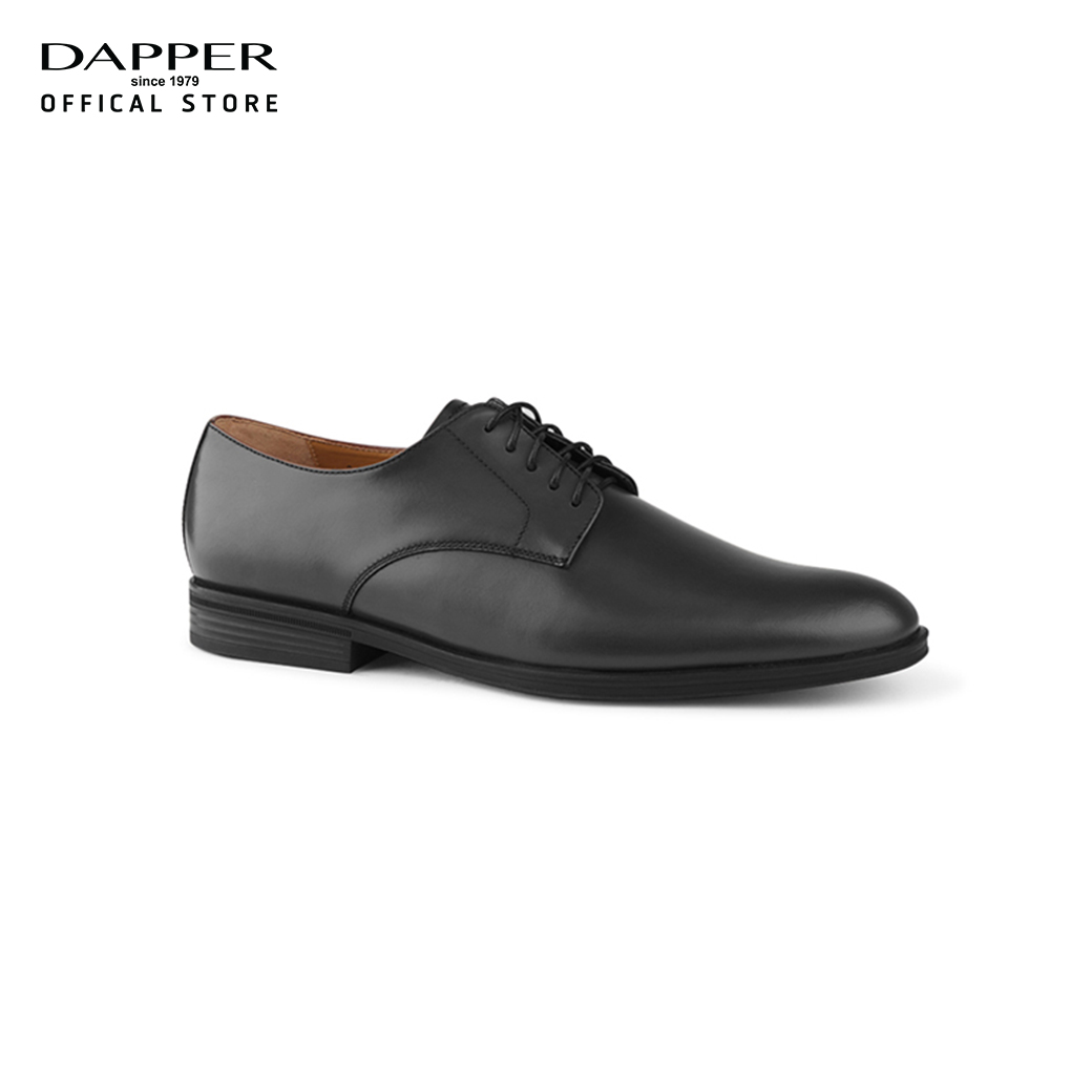 DAPPER รองเท้าหนังแบบผูกเชือก Hi-Shine Sturdy Derby Shoes สีดำ - DAPPER - ThaiPick