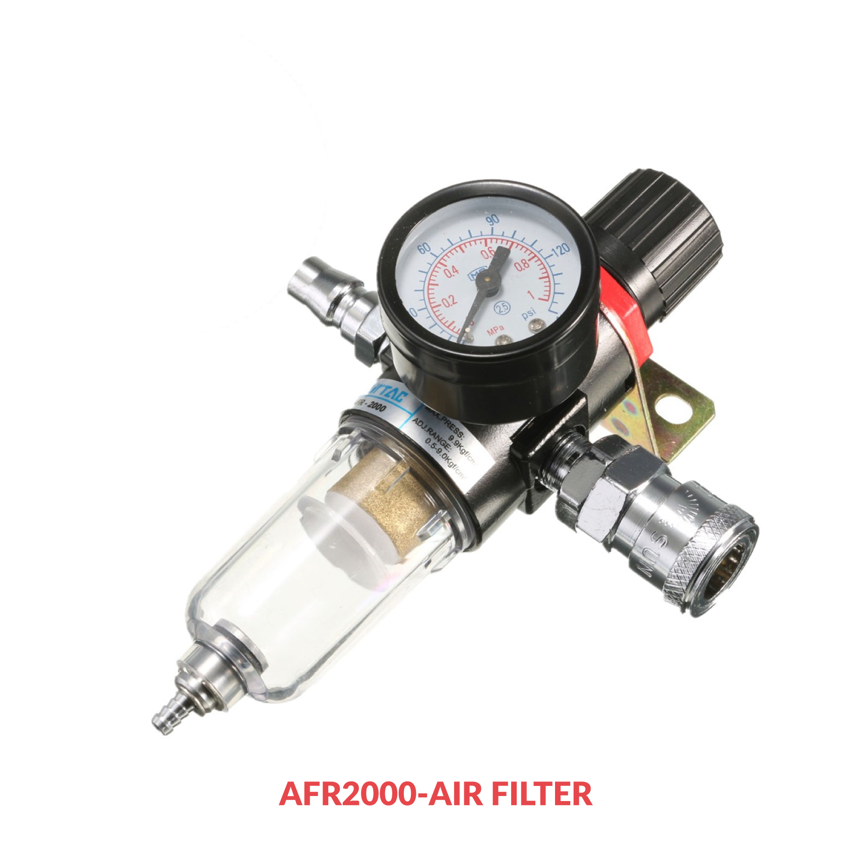 AFR2000 1/4 inch Pneumatic Air Pressure Regulator Water Oil Filter Separator with Pressure Gauge ...