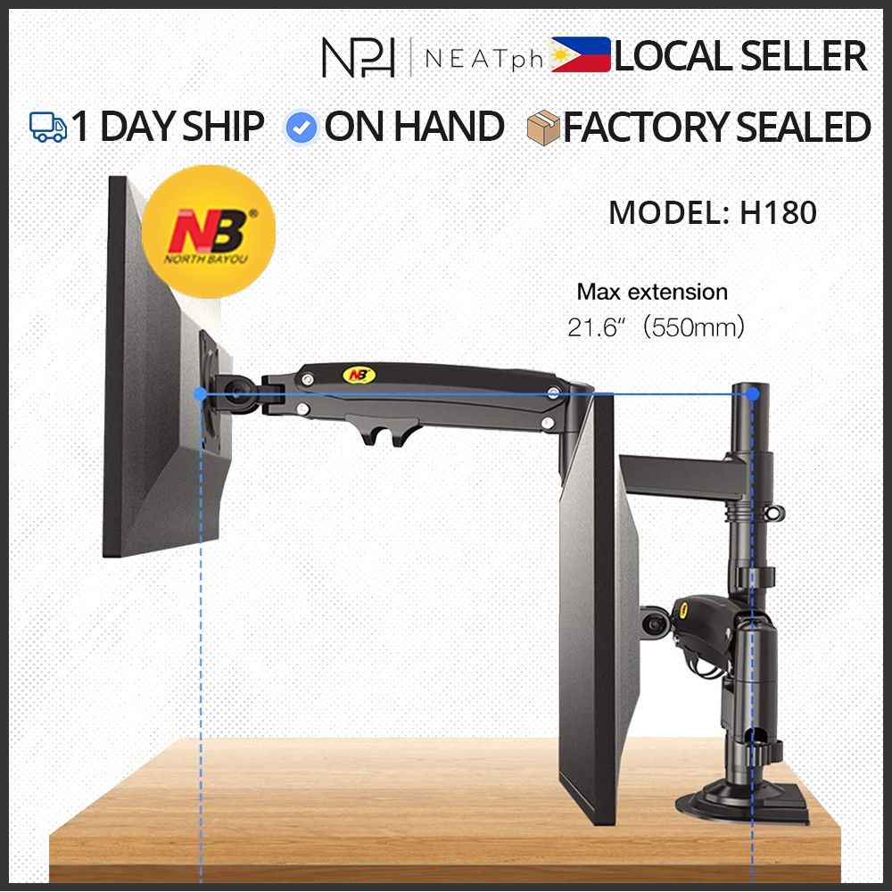 NB North Bayou Dual Monitor Arm Mount Stand Pole H180 New Series ...
