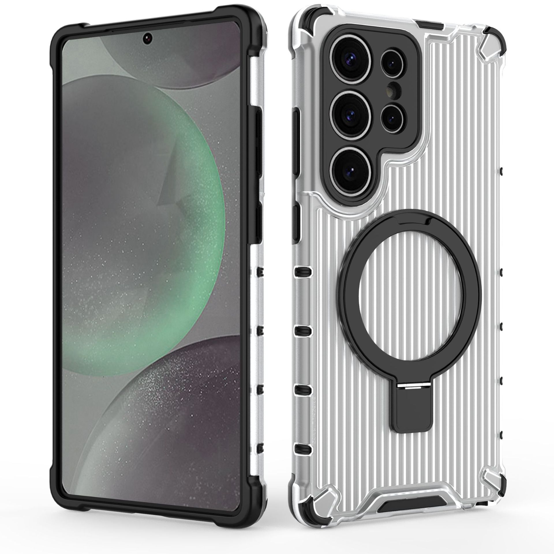 Samsung Galaxy S24 Ultra Phone Case,Transparent Magnetic Drop-Proof Case Cover with Ring Holder ...