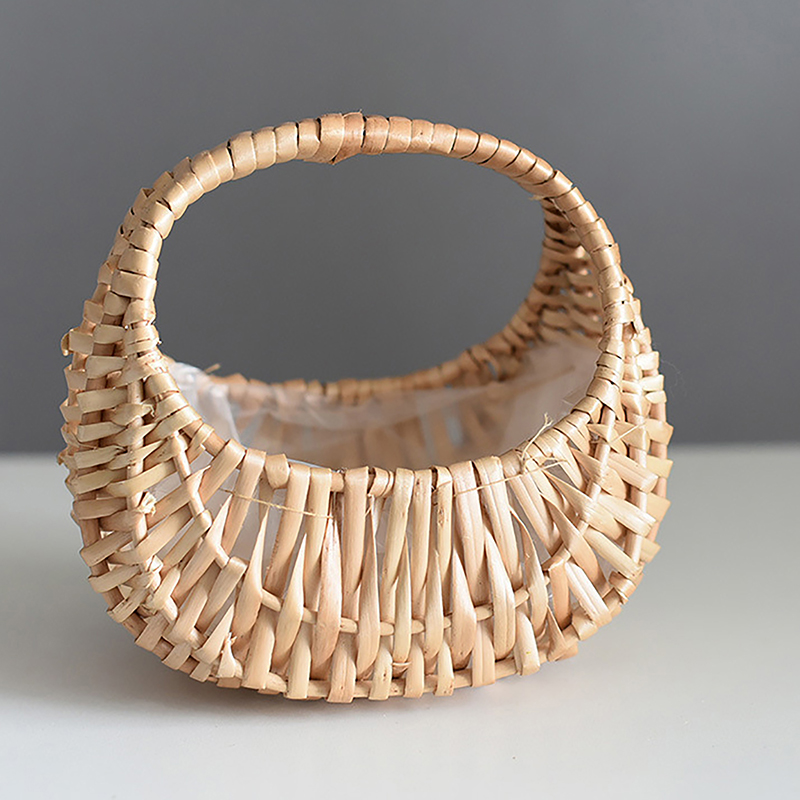 Small Flower Basket Willow Rattan Woven Basket Wicker Half Moon Storage ...