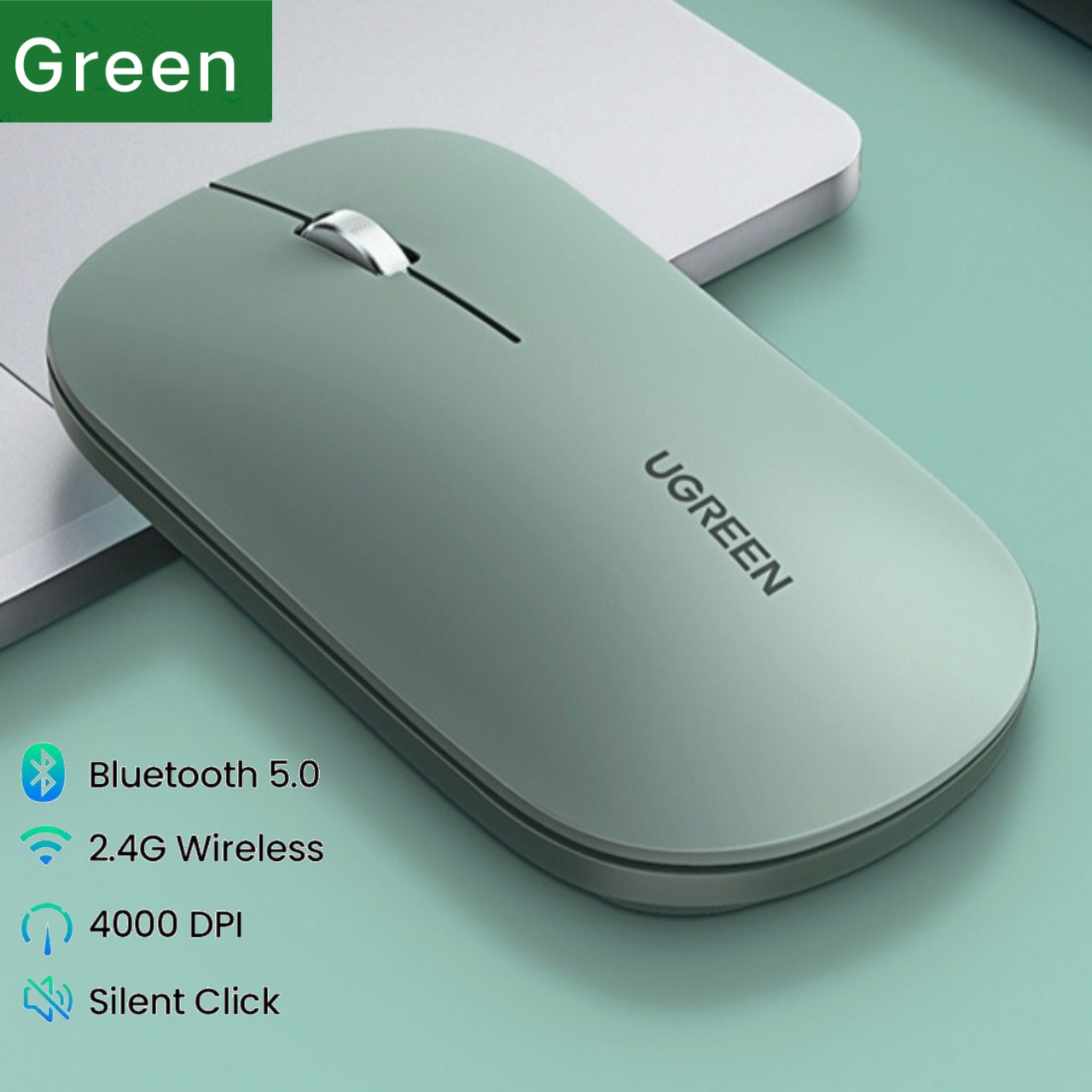 UGREEN 2.4G + Bluetooth wireless mouse slim silent with usb receiver ...