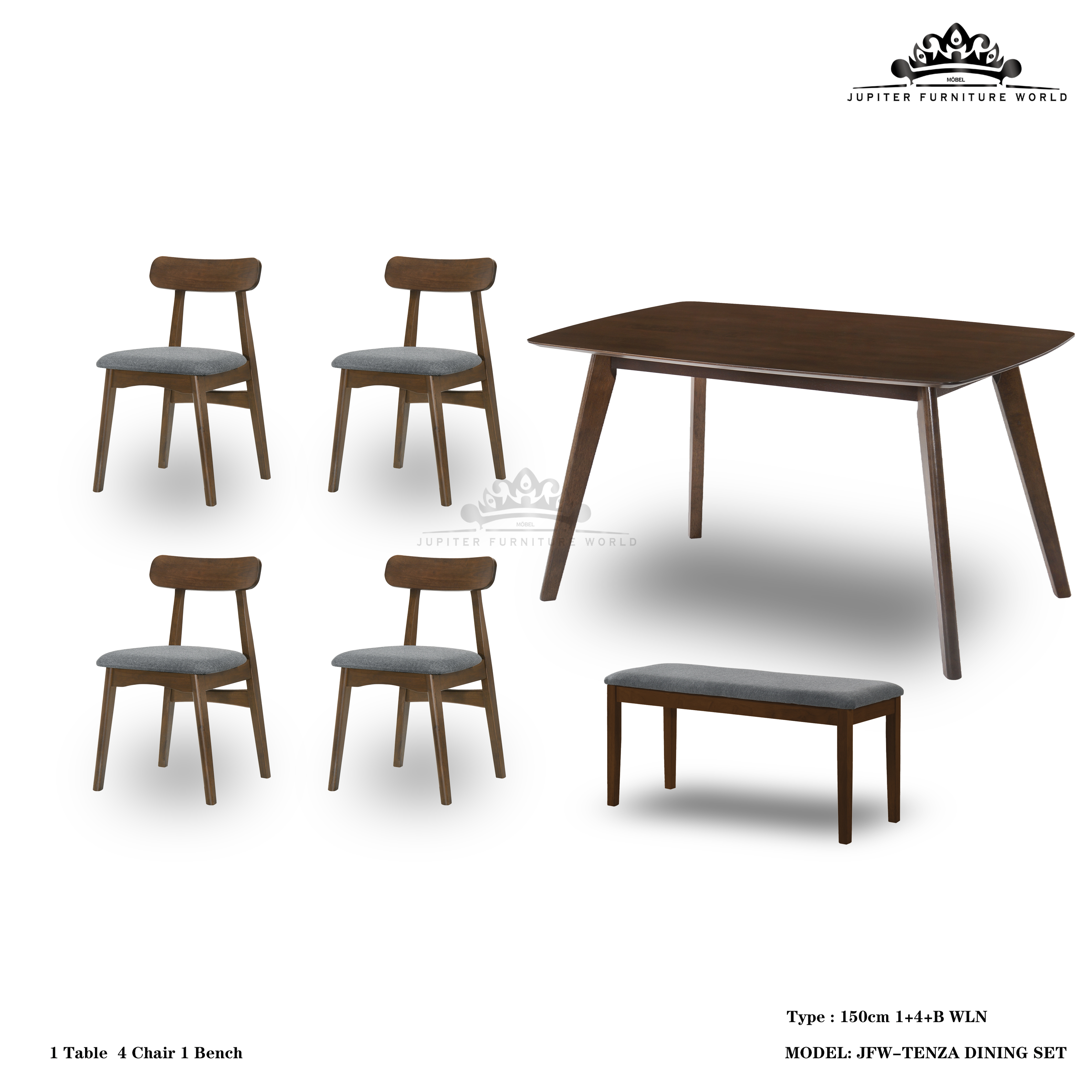 [ JFW-TENZA DINING SET ]-SOLID WOOD DINING SET/DINING TABLE SET/ DINING TABLE/ MEJA MAKAN ...