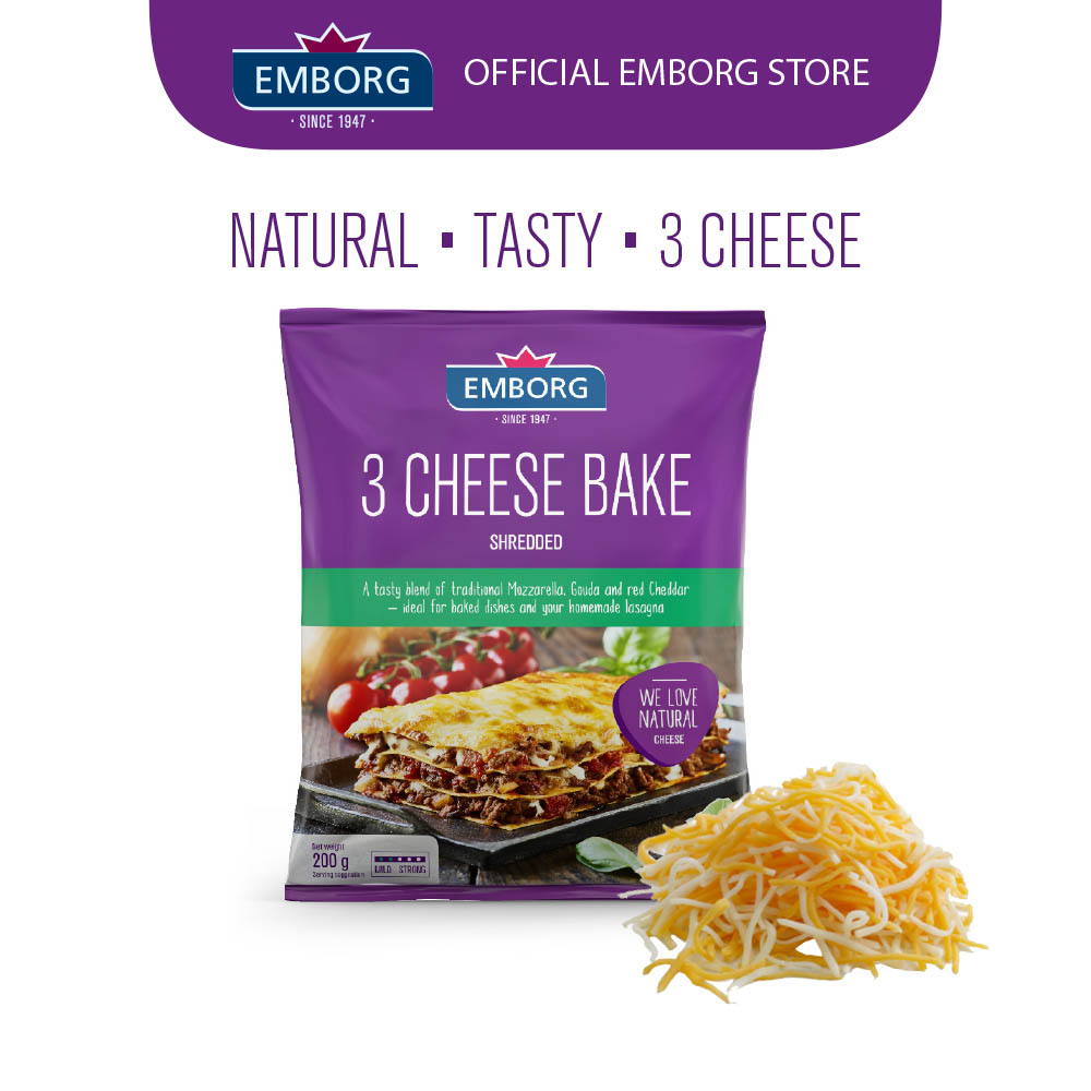 EMBORG Shredded 3 Cheese Bake 200g | Lazada PH