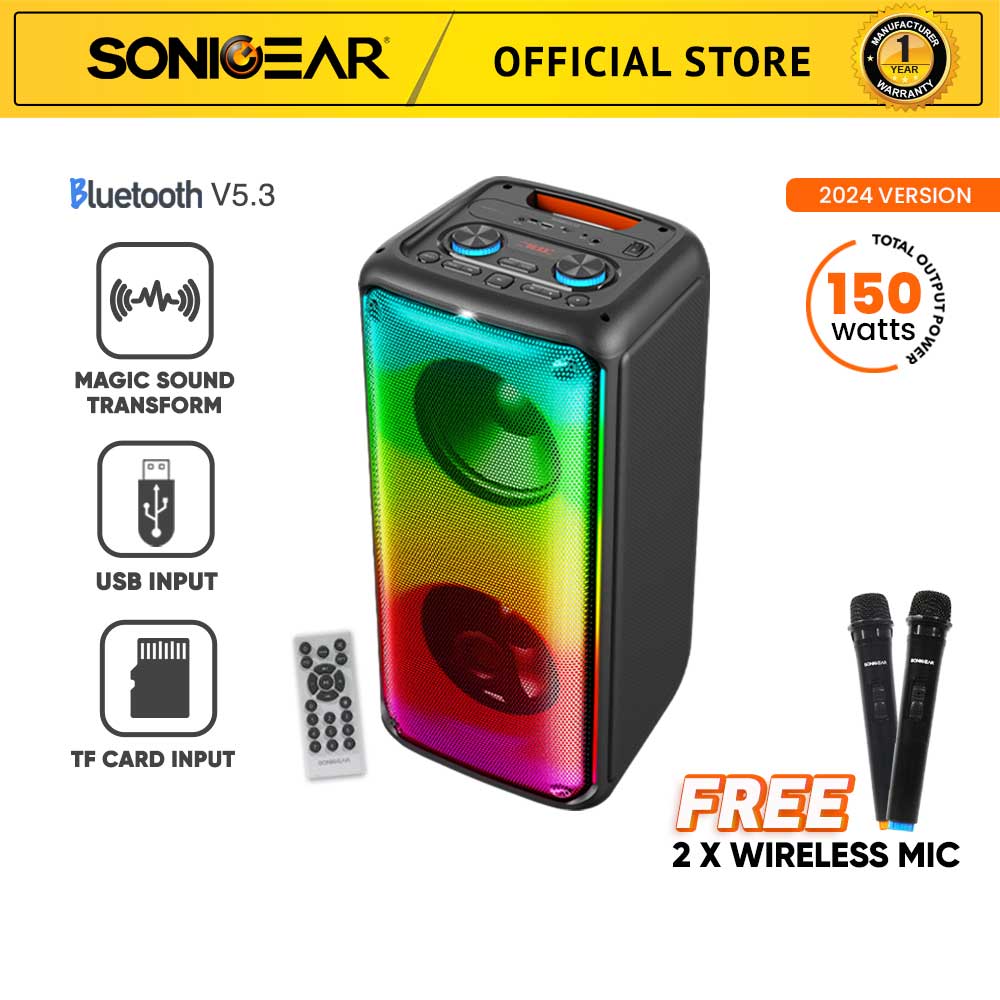 SonicGear Audiox Pro 800HD Bluetooth 5.3 Portable Speaker with 2 ...