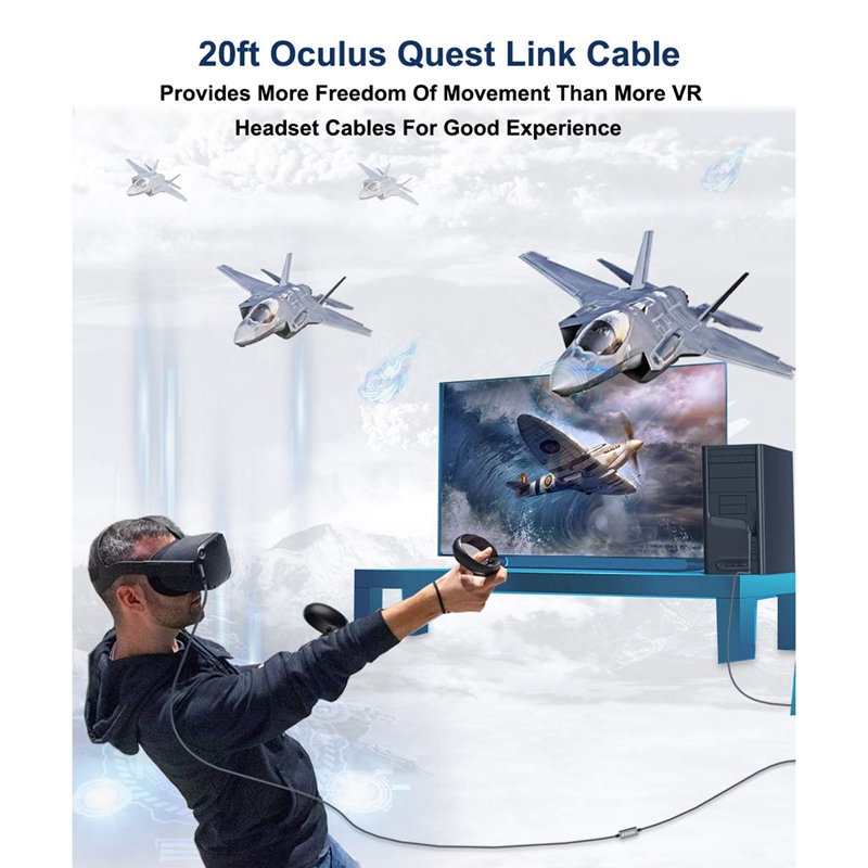 สำหรับ Oculus Quest 2 Link Cable 20Ft/6M Link Cable90องศาความเร็วสูง ...