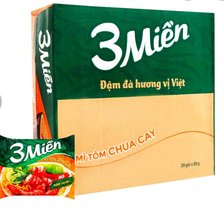 3 Mien Tom Pedas & Masam 1 pek 65g / 1 kotak 30 pek , Mi 3 mien tom ...