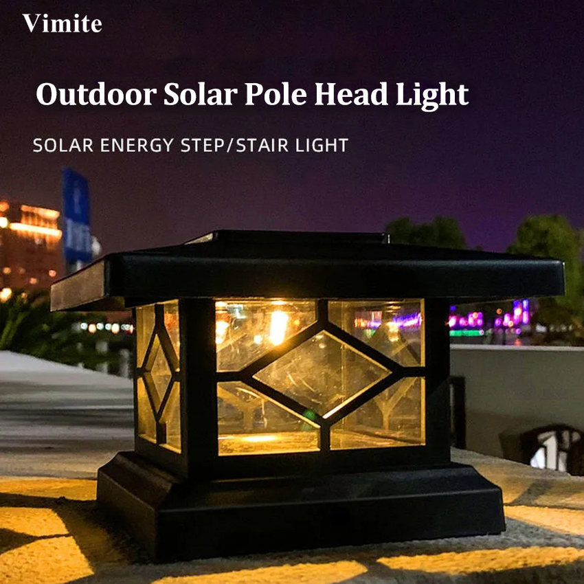 Vimite LED Solar Post Lamp Outdoor Waterproof Garden Light Column ...