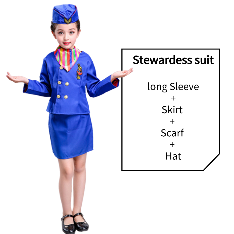 Pilot Costumes for Kids Boys Girls Career Stewardess Costume Captain ...