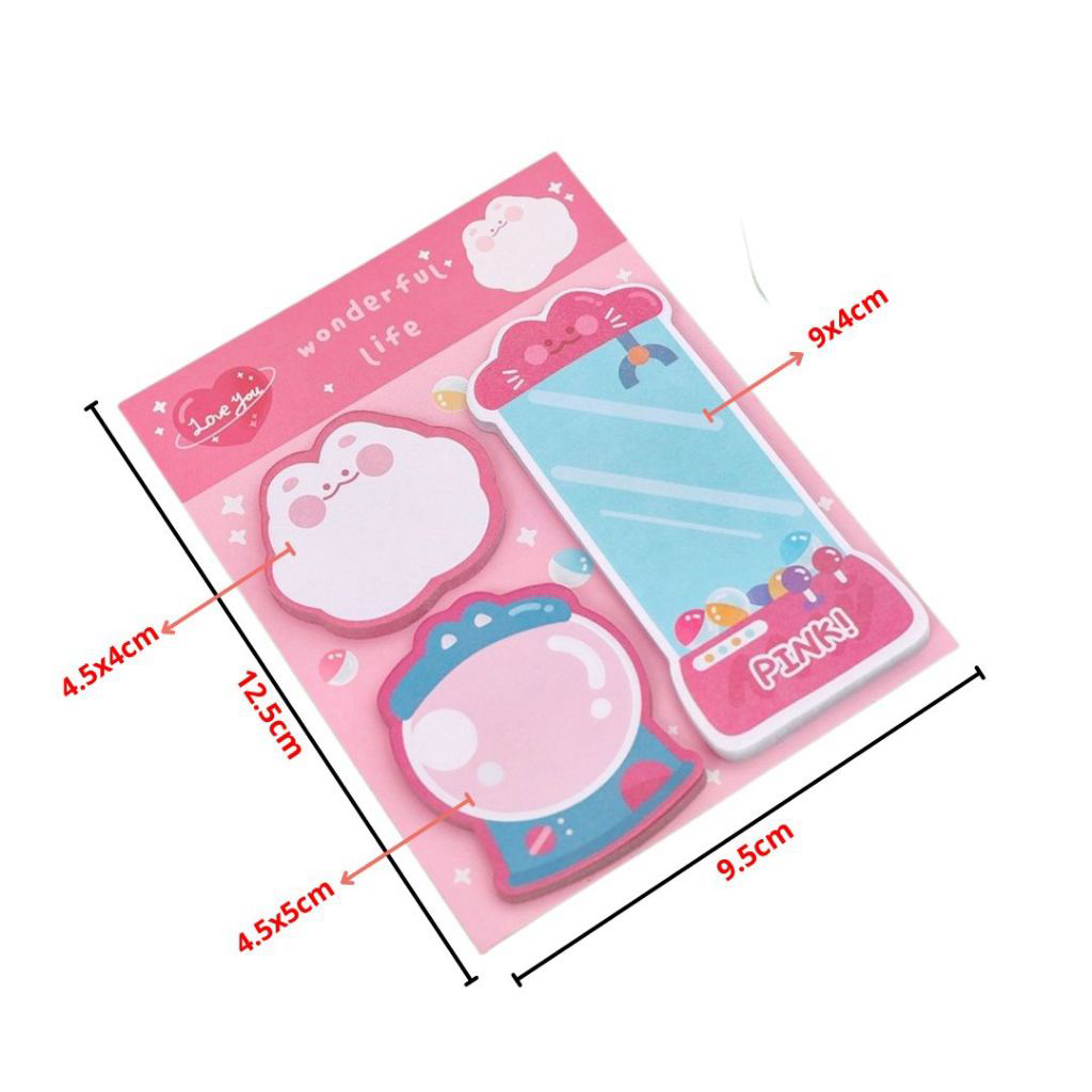 Sticky Notes Lucu 3 IN 1 Tempelan Kertas Catatan 60 Lembar Notes Kertas ...