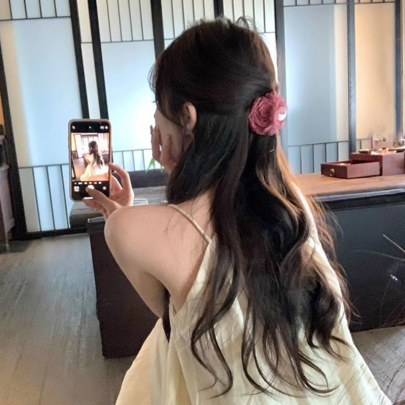 Rose Flower Hair Claw For Woman Shark Clip Sweet Hair Clip Hair ...