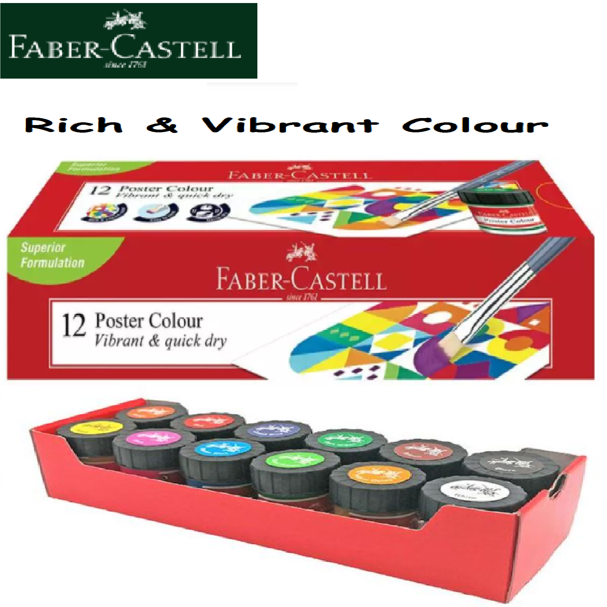 Faber-Castell Poster Colour 12 Vibrant Colours x 15cc | Lazada