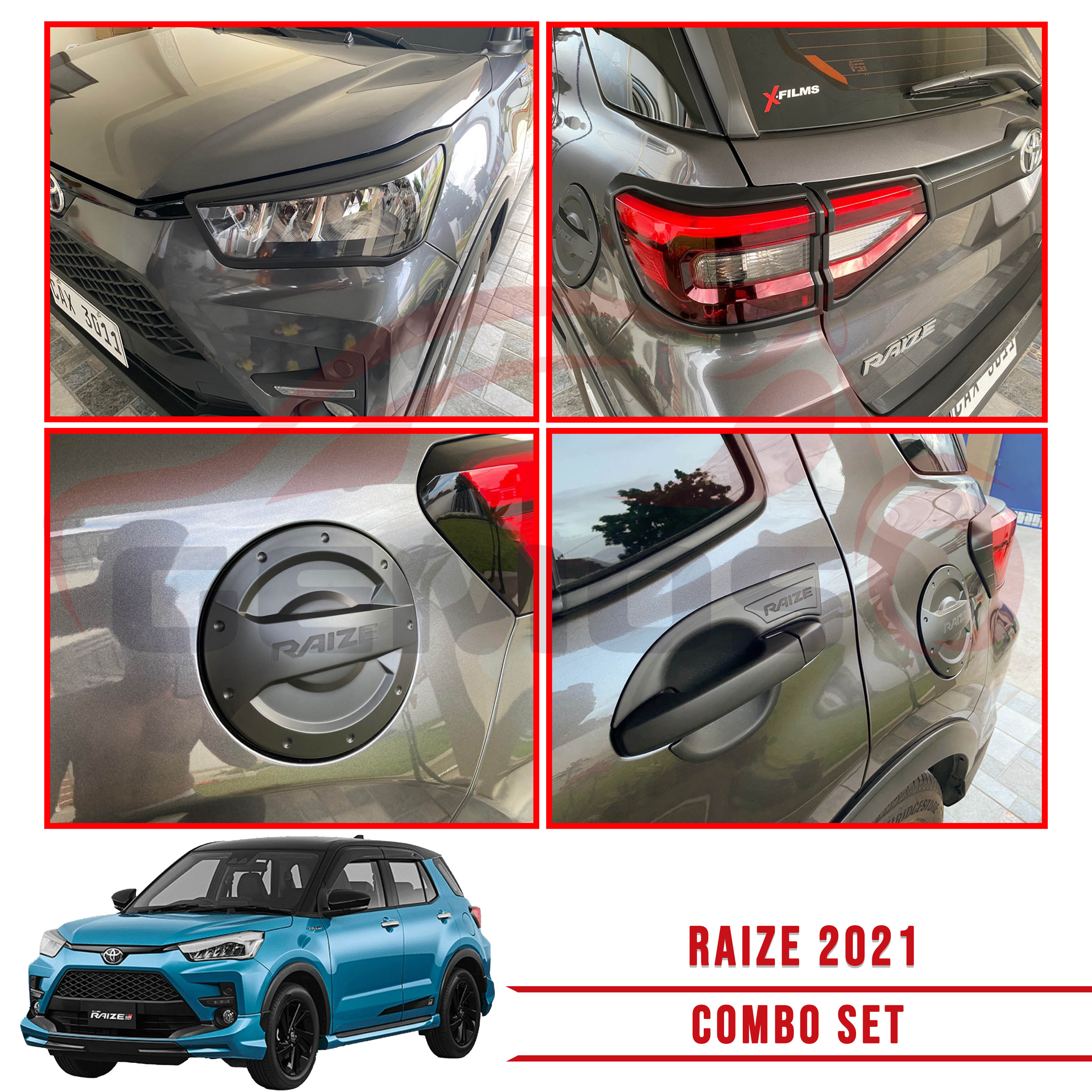 Toyota Raize 2022 Garnish Cover Combo Set (Matt black) | Lazada PH