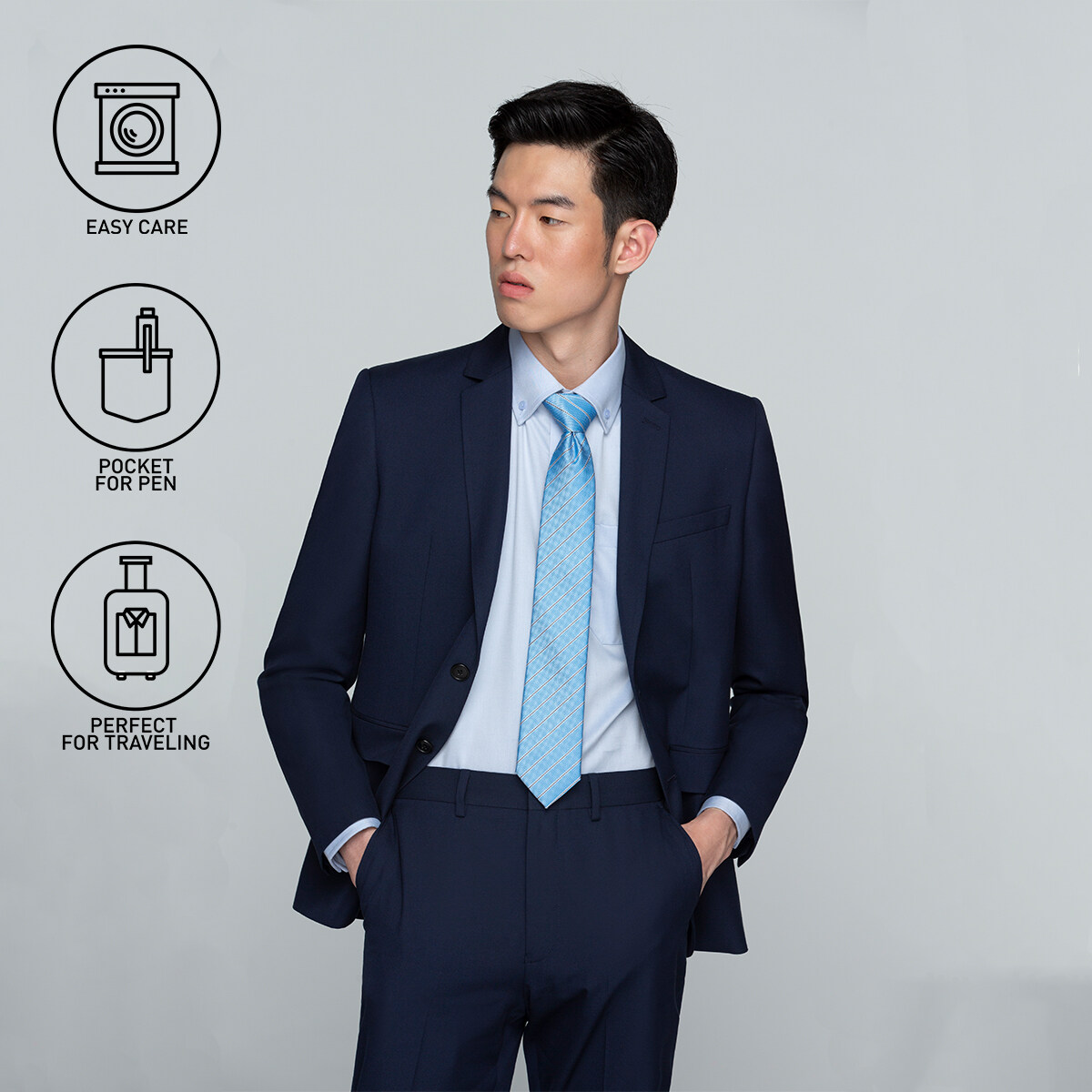 GQ Essential Suits สูทผู้ชายทรงสลิม รุ่น TR Tailored Black สีดำ - GQ ...