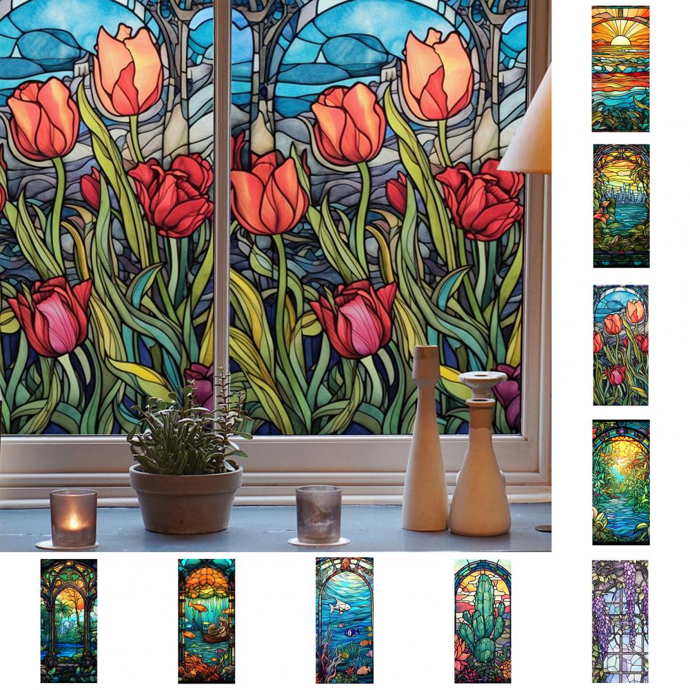 1 Sheet Window Glass Film Vintage Glass Window Decal Sticker Kitchen ...