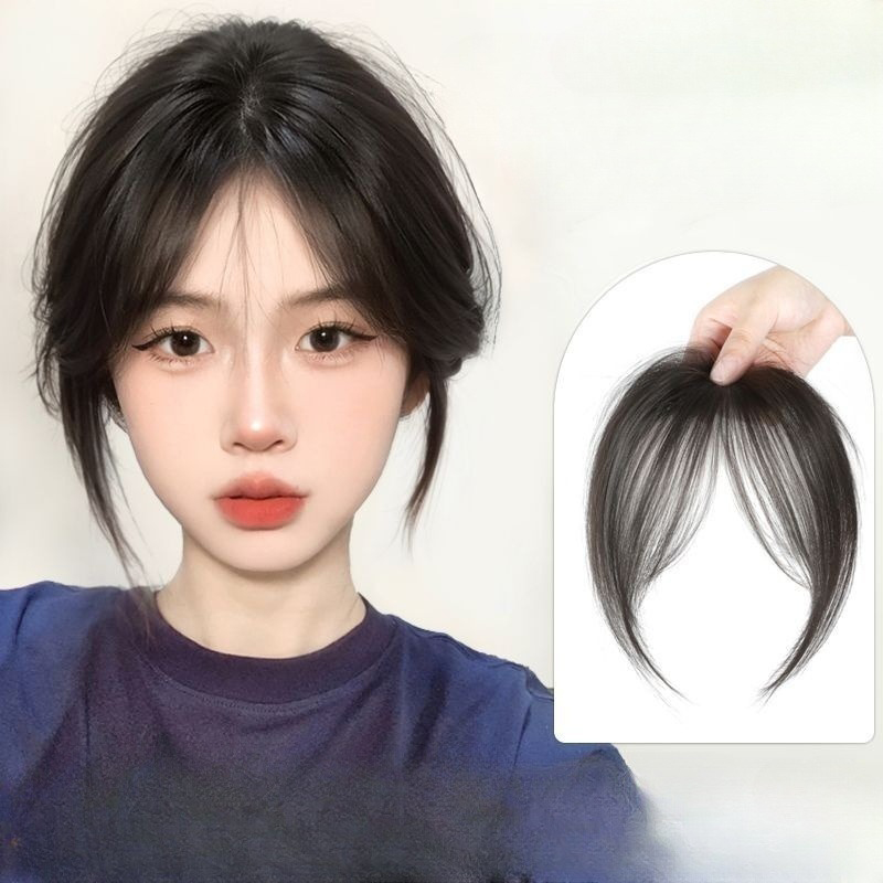 Middle Part Fake Bangs Fringe Synthetic Topper Hairpiece Clip-In Bang Extension Natural ...