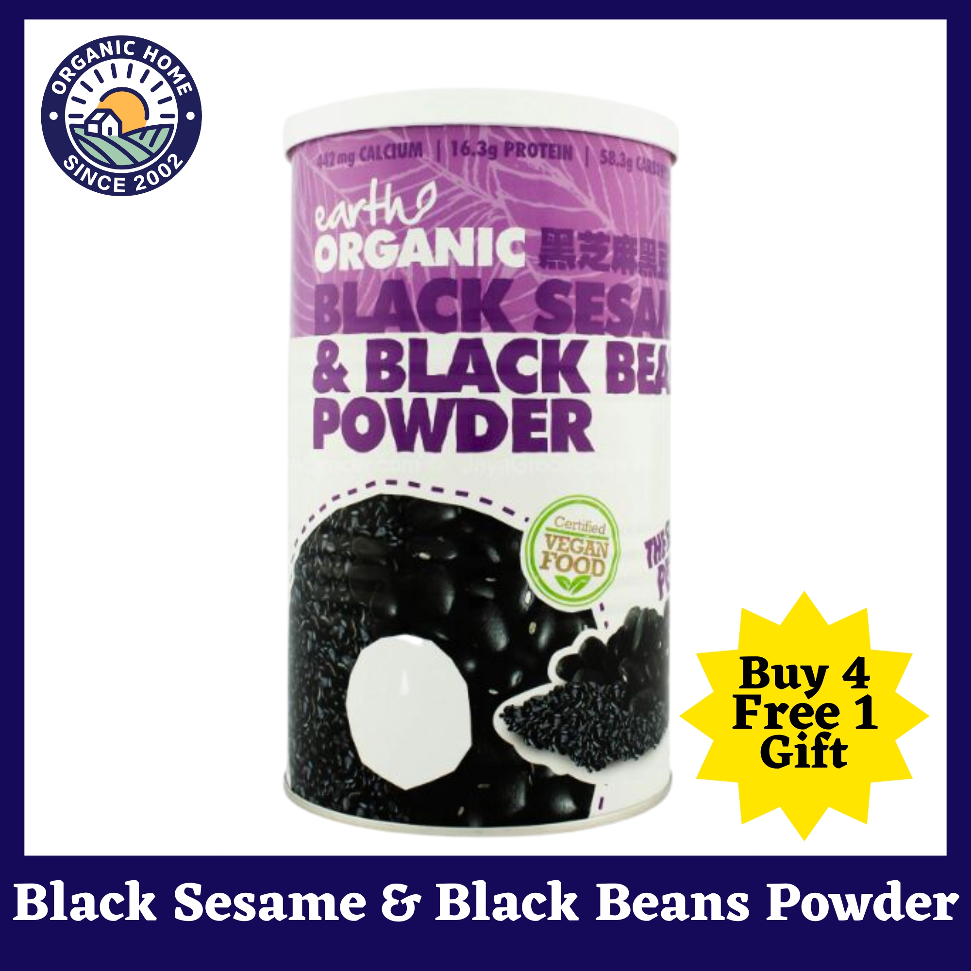 Earth Organic Black Sesame Black Bean Powder 有机黑豆黑芝麻粉 500g | Lazada