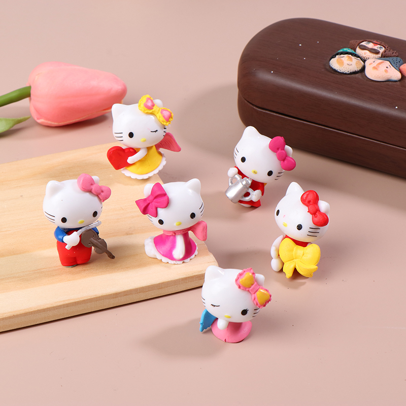 6Pcs/set Hello Kitty Action Figure Toys Cartoon Anime KT Cat Doll ...