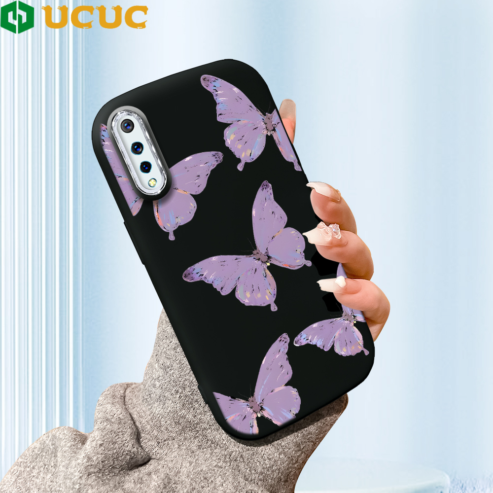 UCUC for Vivo S1 Back Cover Purple Butterfly Luxury Plating Lens Soft ...