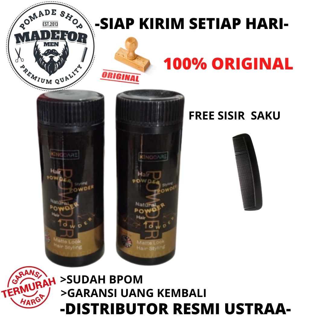 KING POMADE POWDER KING HAIR POWDER UKURAN 10 GRAM FREE SISIR SAKU ...