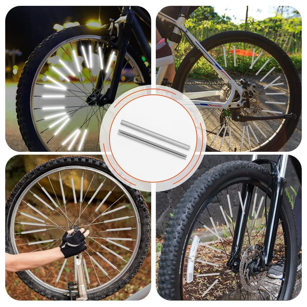 NEW 12pcs Reflective Mount Clip Strip Wheel Spoke Reflector Stripe ...