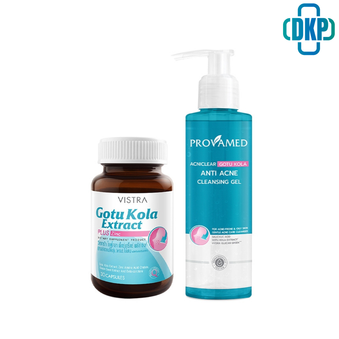 [SET] VISTRA Gotu Kola Extract Plus Zinc 30 caps + Provamed Acniclear ...