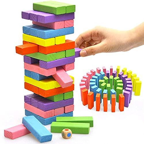 54 Pcs Mini Wooden Colorful Jenga Activity Game Toy For Kids - E50900 ...