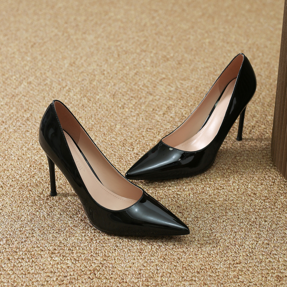 New womens Korean pointed solid color PU coated fine heels, work shoes ...