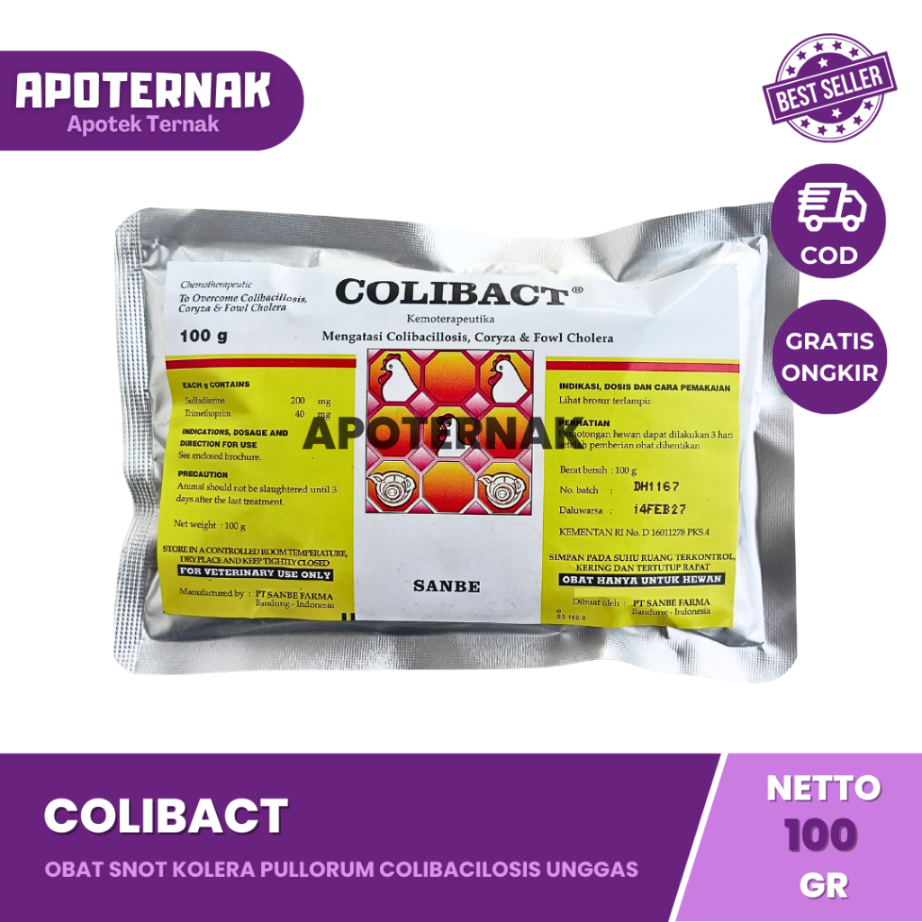 COLIBACT Serbuk 100 gram - Antibiotik Snot Kolera Pullorum ...