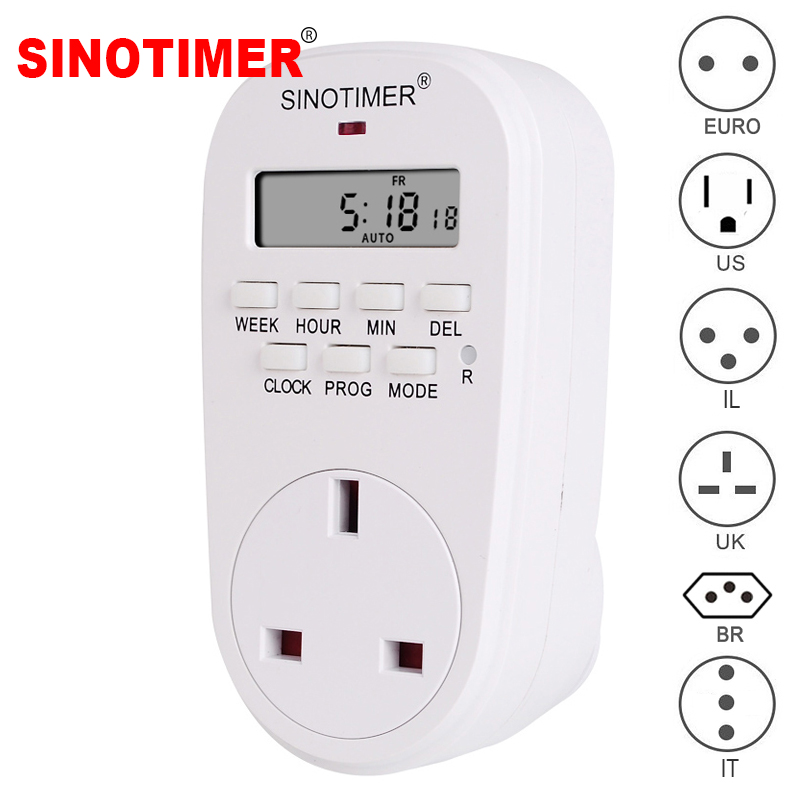 【InnovateWorld】EU UK BR Plug Digital Weekly Programmable Electrical Wall Plug-in Power Socket ...