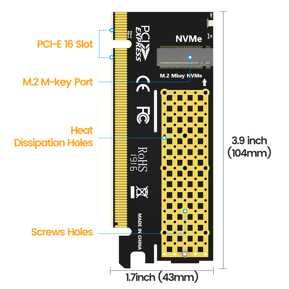 【Premium Quality】 JEYI M.2 NVME to PCIe 4.0 x16 Adapter, M.2 NVMe SSD ...