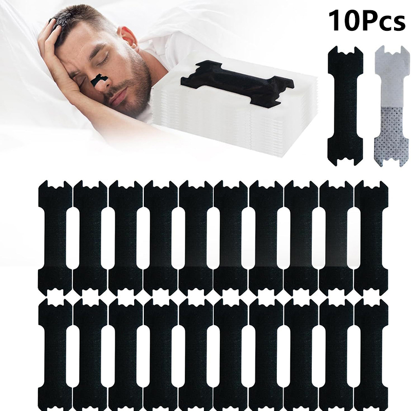 10Pcs Black Nasal Strips Anti-Snoring Sticker Better Easier Nose Breath ...