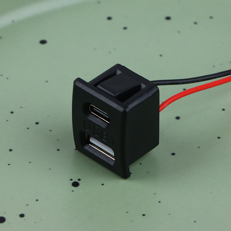 1Pc USB Female Base Type-C Black Double-Layer Socket USB A Female Lamp ...